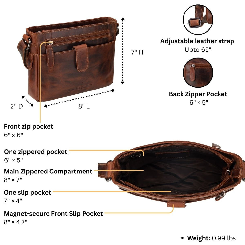 kingston Leather Crossbody Bag – Chestnut | Minori Leather